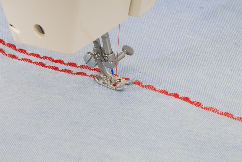 A Sewing-machine Makes Figure Seam. Stock Photo - Image of action, line ...