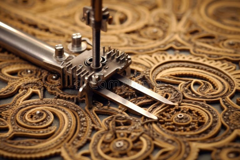 Sewing Machine Needle Stitching Intricate Design Stock Photo - Image of ...