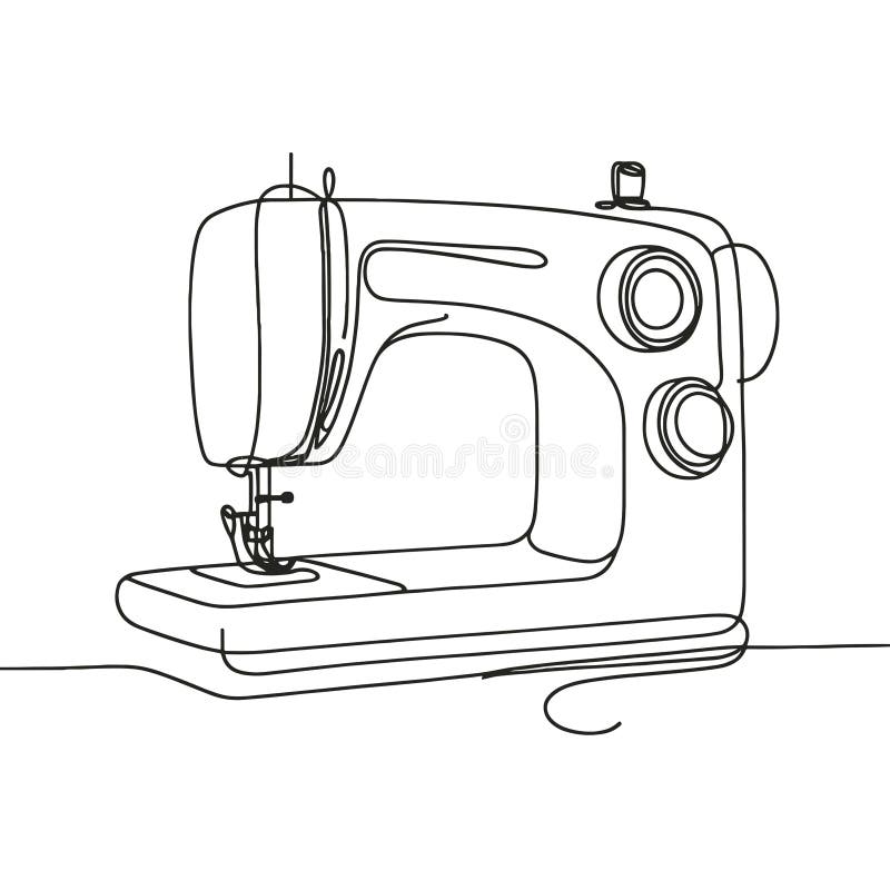 A Sewing Machine with a Needle and Thread Stock Photo - Illustration of ...