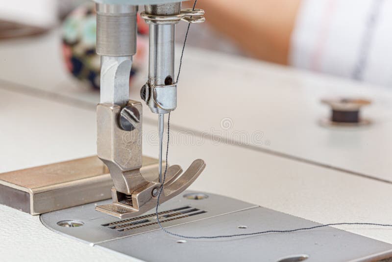 Sewing Machine Needle with Thread and Fabric Stock Image - Image of ...