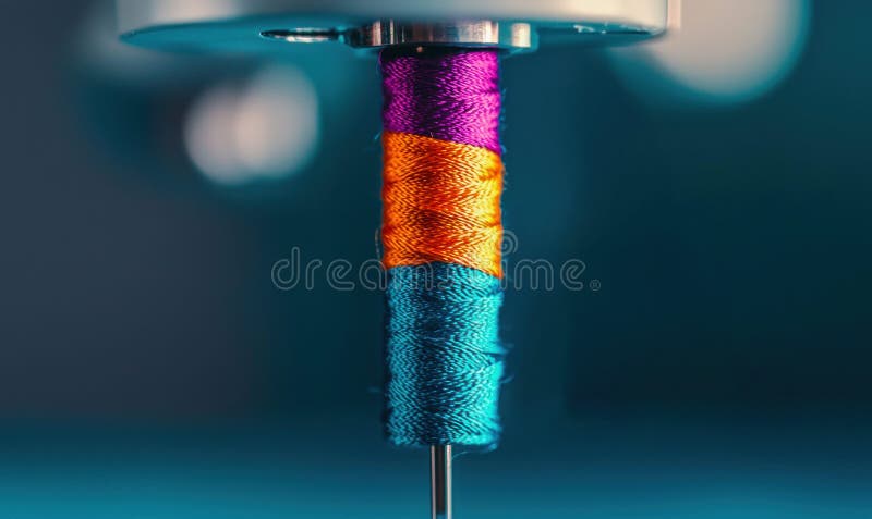 A Sewing Machine Needle is Threaded with Colourful Spools, Ready for ...