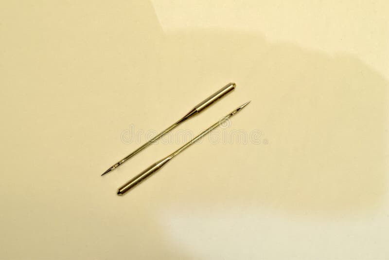 Sewing Machine Needles Lie on White Stock Image - Image of jeans ...
