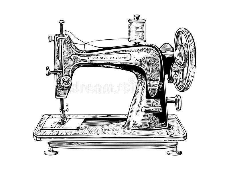 Sewing Machine Old Sketch Hand Drawn In Doodle Style Stock Vector