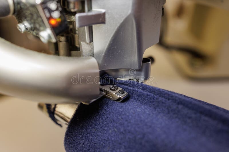 Sewing Machine Overlock Close-up in Operation, Outerwear Production ...