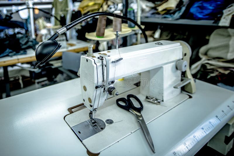Sewing Machine Seen from Above, in a Tailoring Workshop. Stock Image ...