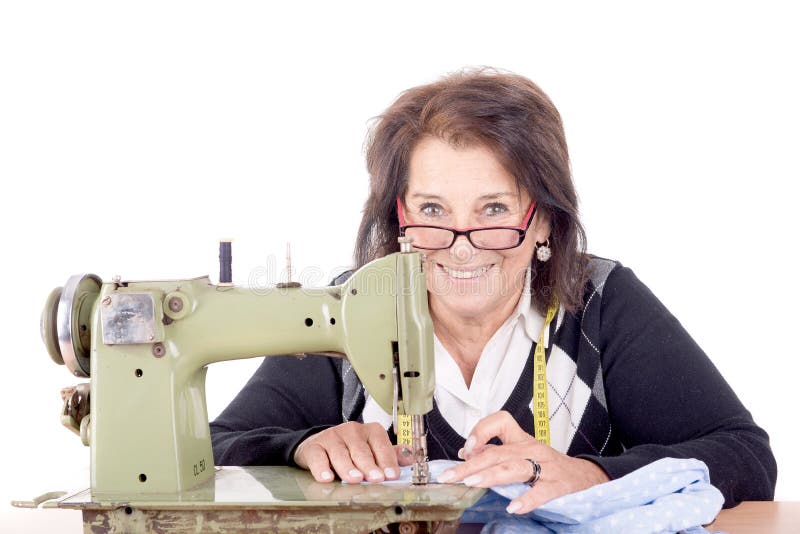Sewing machine stock image. Image of expression, person - 68533745