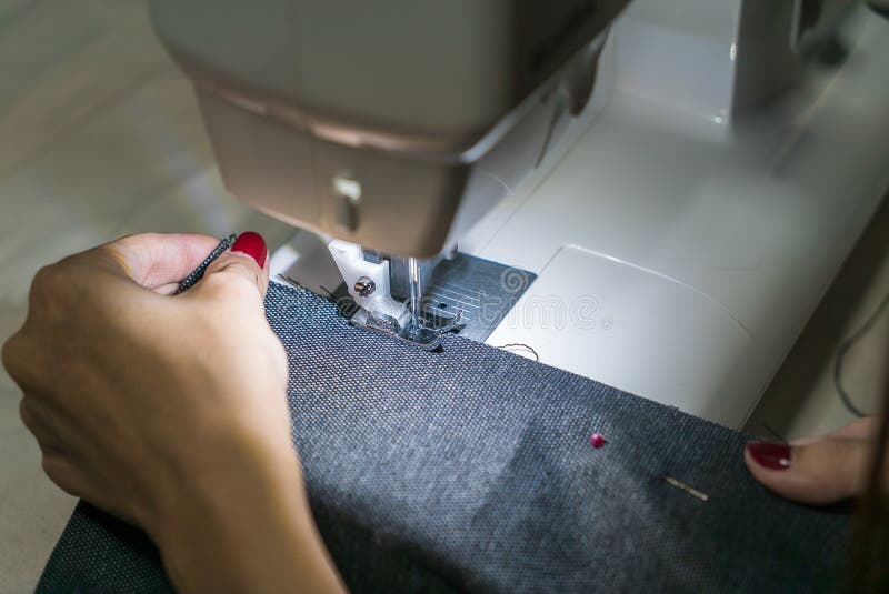 Sewing Machine Sew Women S Hands Sewing Machine Stock Photo - Image of ...