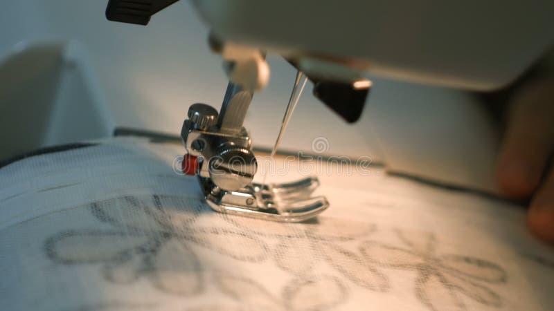 Sewing Machine in Action and a Closeup of Sewing Process Stock Video ...