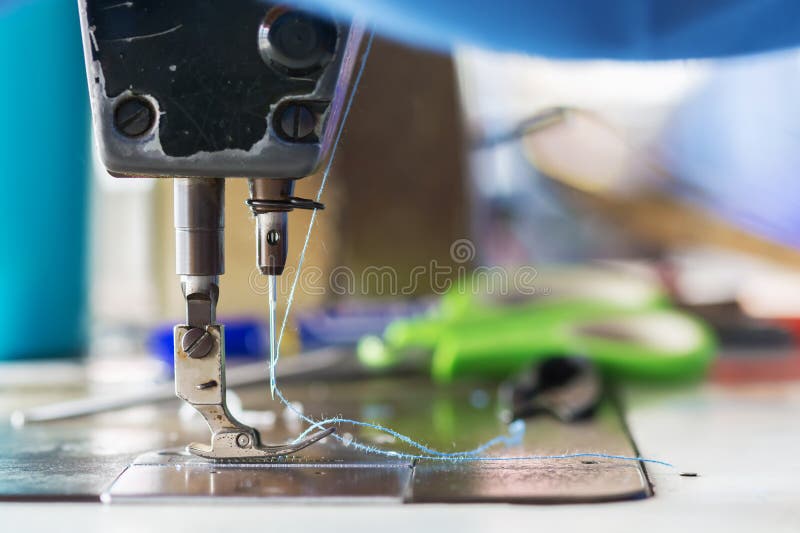 Sewing Machine in Sewing Process Stock Photo - Image of detail, fashion ...