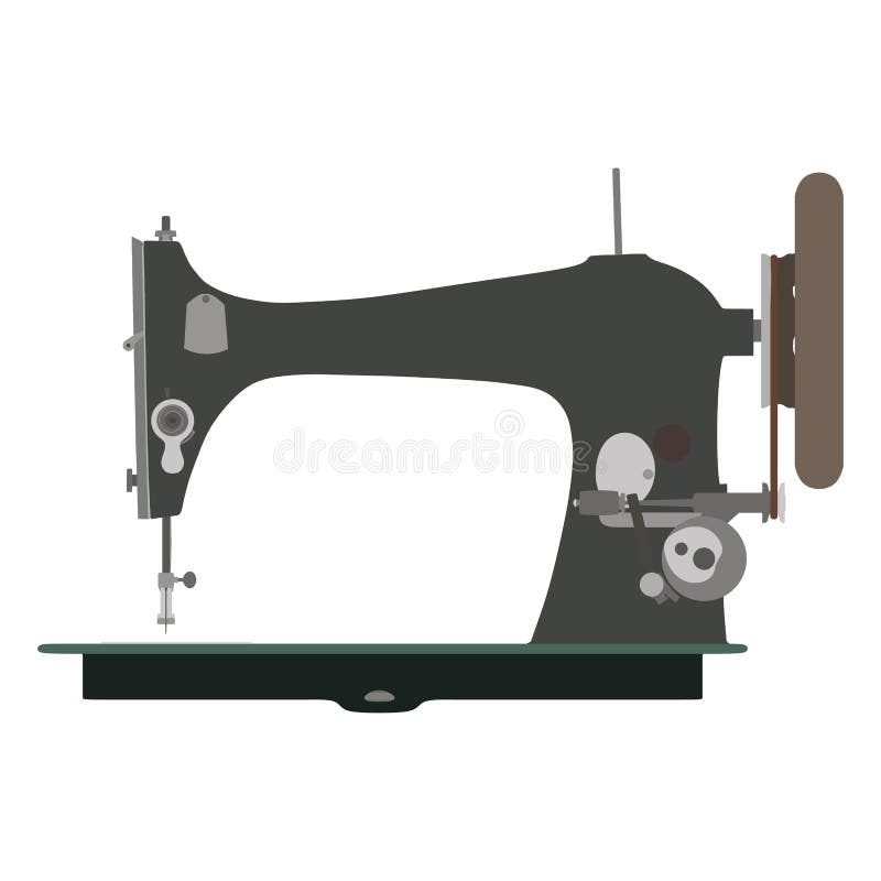 Sewing Machine Side View Flat Illustration Object Stock Vector ...