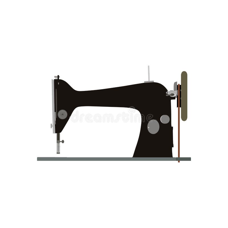 Sewing Machine Side View Flat Illustration Object Stock Vector ...