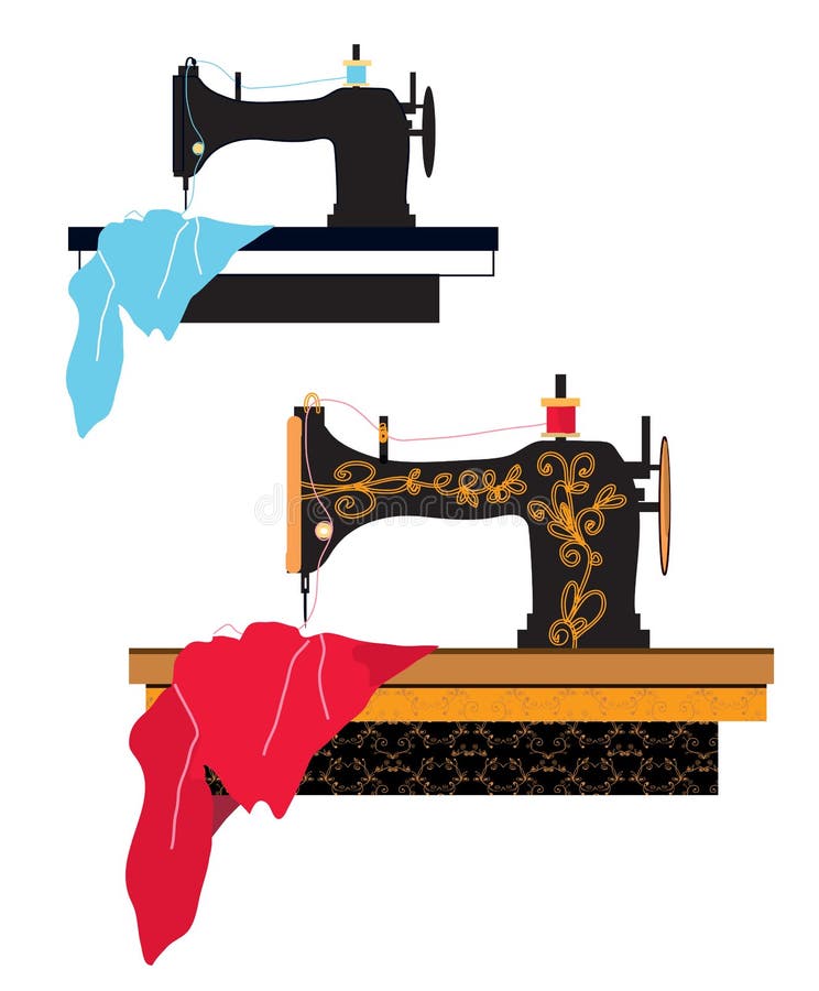 Sewing Machine Silhouette and Design Stock Vector - Illustration of ...