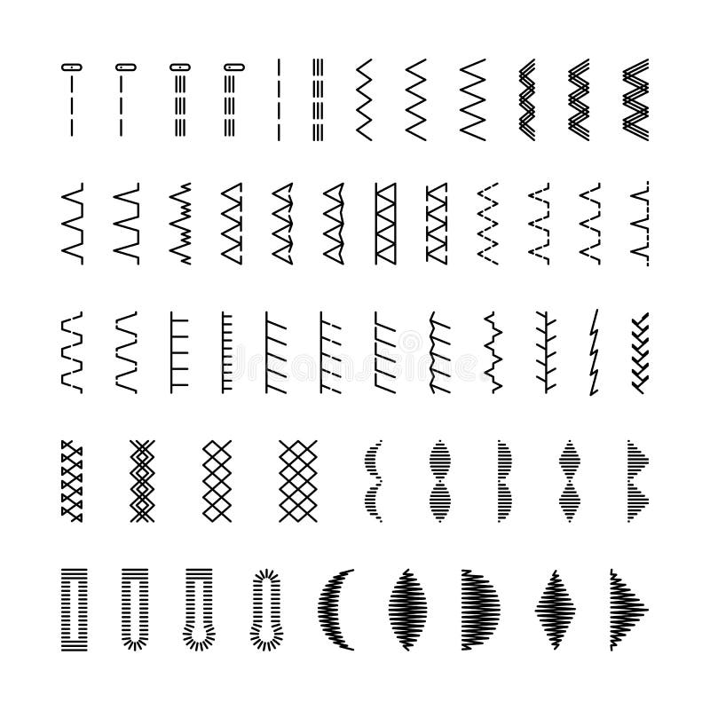 Sewing Machine Stitches Set. Stock Vector - Illustration of collection ...