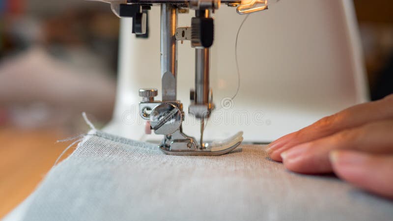 Sewing Machine Stitching Fabic Stock Photo - Image of hand, making ...