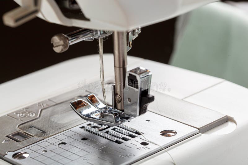 Sewing Machine, Stitching Fabrics, Needle in a Round Plan Stock Image ...