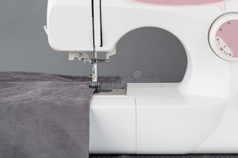 Sewing Machine, Stitching Fabrics, Needle in a Round Plan Stock Image ...