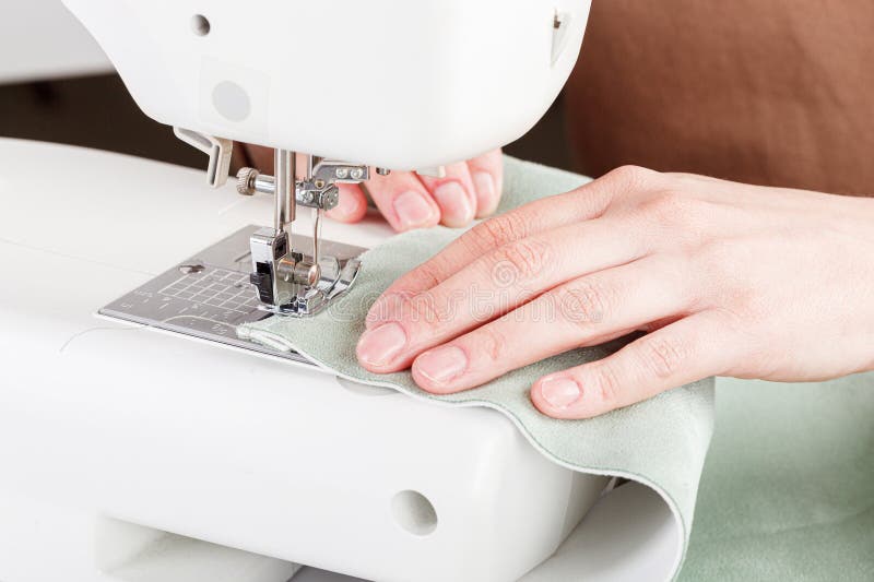 Sewing Machine, Stitching Fabrics, Needle in a Round Plan Stock Image ...