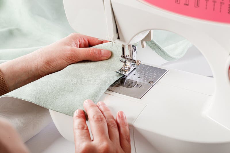 Sewing Machine, Stitching Fabrics, Needle in a Round Plan Stock Image ...