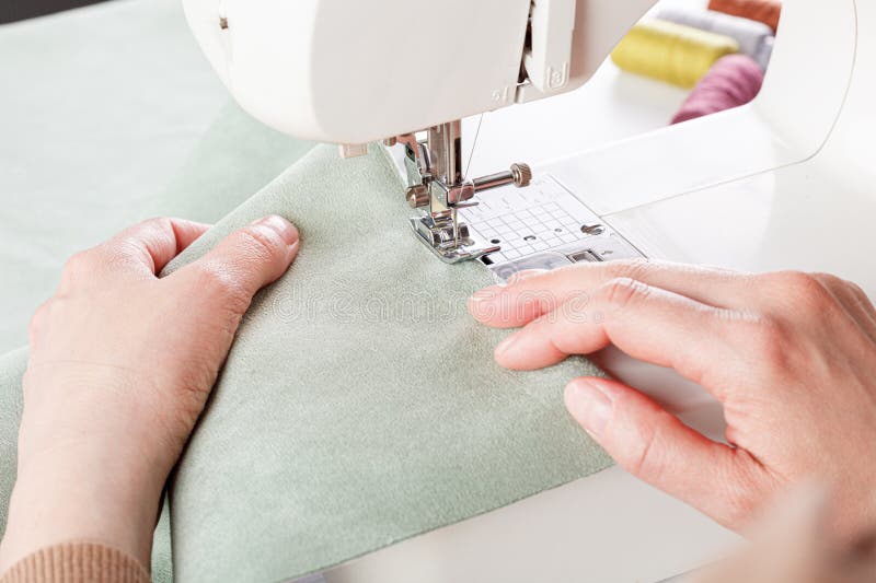 Sewing Machine, Stitching Fabrics, Needle in a Round Plan Stock Photo ...