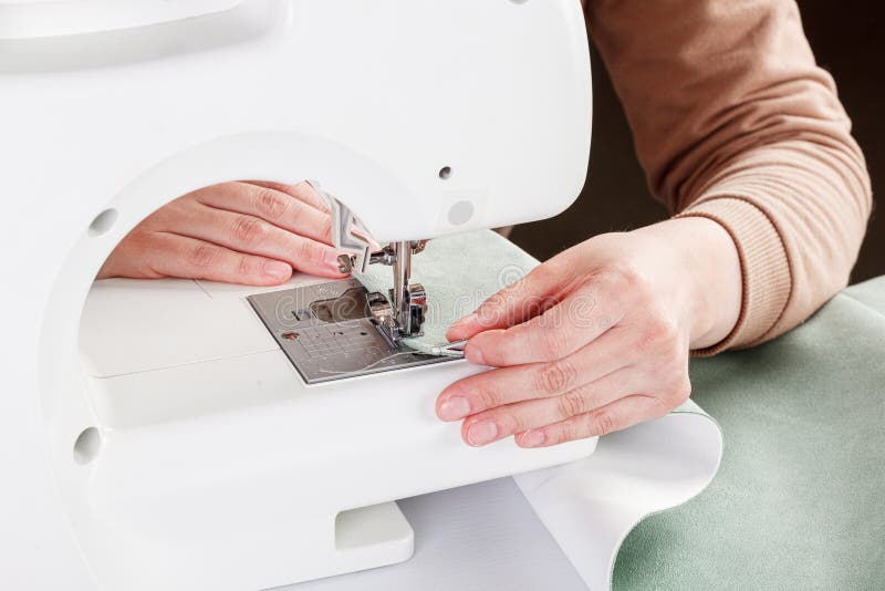 Sewing Machine, Stitching Fabrics, Needle in a Round Plan Stock Photo ...