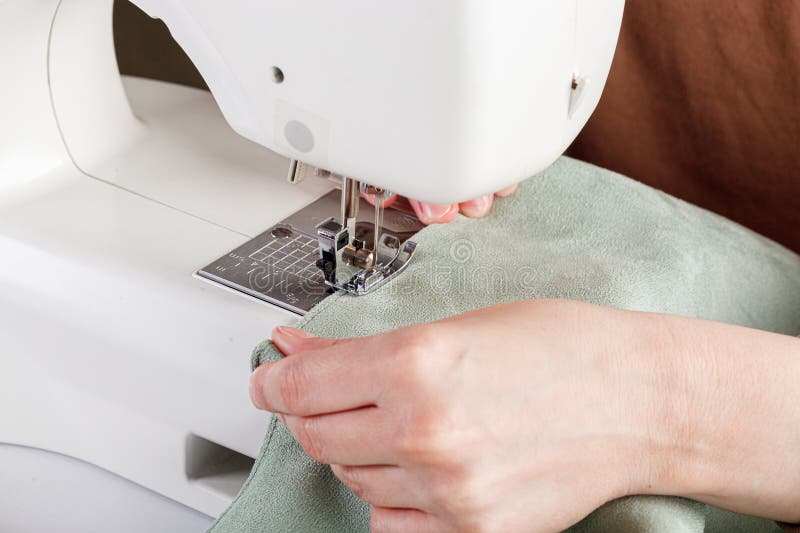 Sewing Machine, Stitching Fabrics, Needle in a Round Plan Stock Photo ...