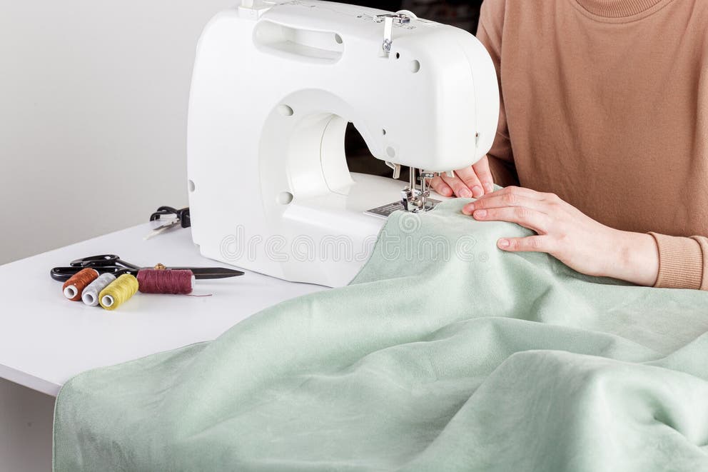 Sewing Machine, Stitching Fabrics, Needle in a Round Plan Stock Image ...