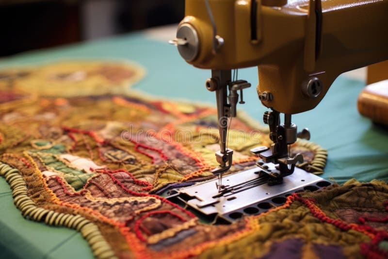 Sewing Machine Stitching Suit Fabric Together Stock Illustration ...