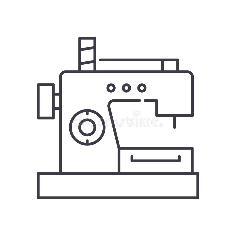 Sewing Machine Icon, Black Vector Sign with Editable Strokes, Concept ...