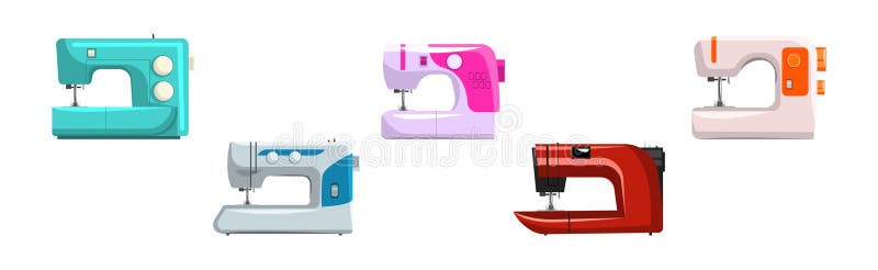 Sewing Machine for Tailor Craft and Workshop Vector Set Stock Vector ...