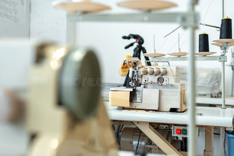 Sewing Machine in Textile Factory Close Up Stock Image - Image of ...