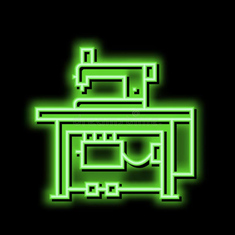 Sewing Machine Textile Workplace Neon Glow Icon Illustration Stock ...
