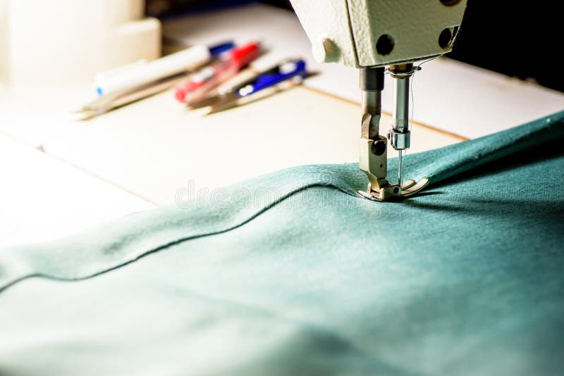 Sewing machine with thread stock photo. Image of clothing - 126908454