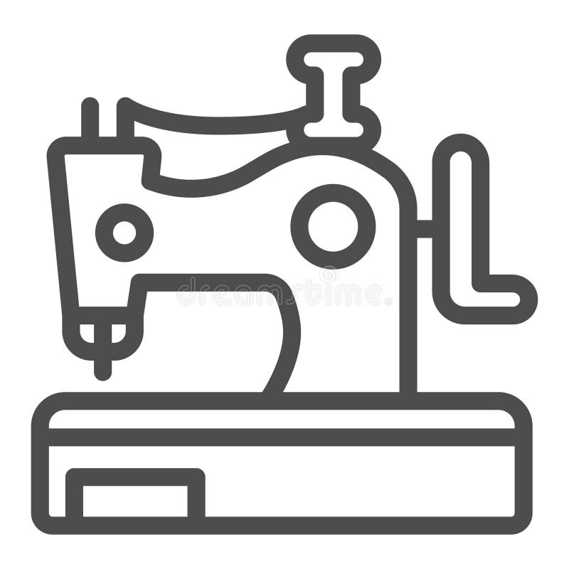 Sewing Machine with Threads Spool Line Icon, Sewing Tools Concept ...