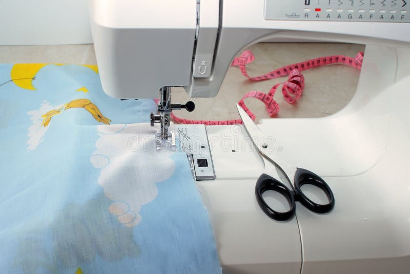 Sewing machine and tools stock image. Image of scissors - 39443539