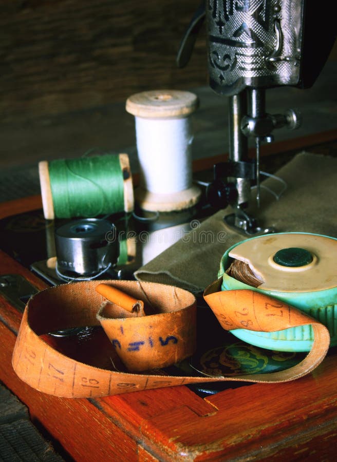 The Sewing Machine and Tools. Stock Photo - Image of machine, scissor ...