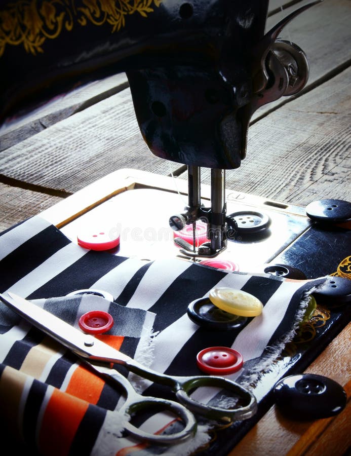 The Sewing Machine and Tools. Stock Image - Image of bobbin, black ...