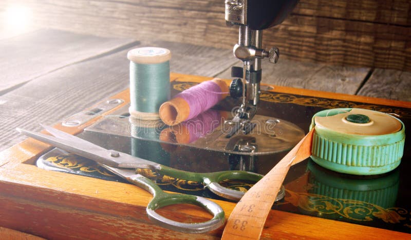 The Sewing Machine and Tools. Stock Image - Image of black, hobby: 39581533