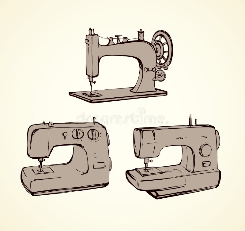 Sewing Machine Vector Drawing Stock Vector Illustration Of Doodle