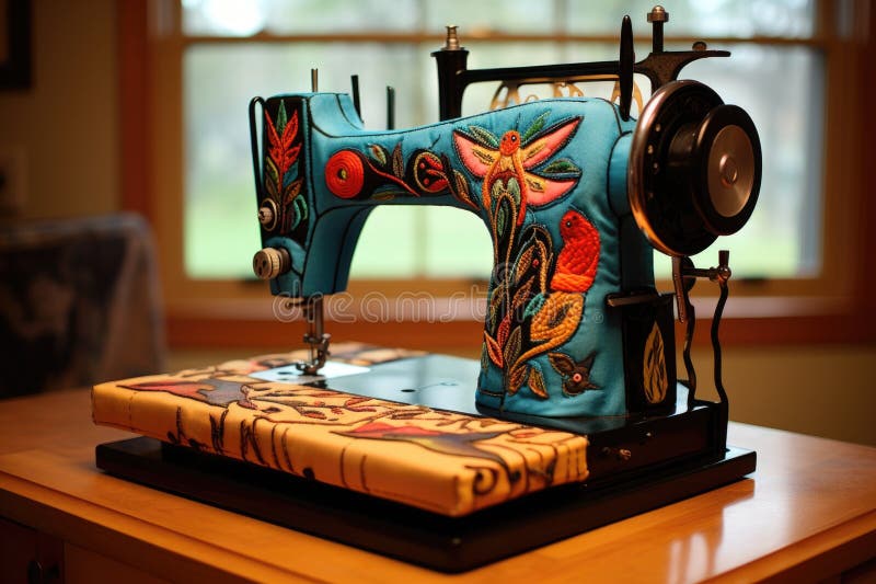 Sewing Machine with a Work-in-progress Project Stock Image - Image of ...