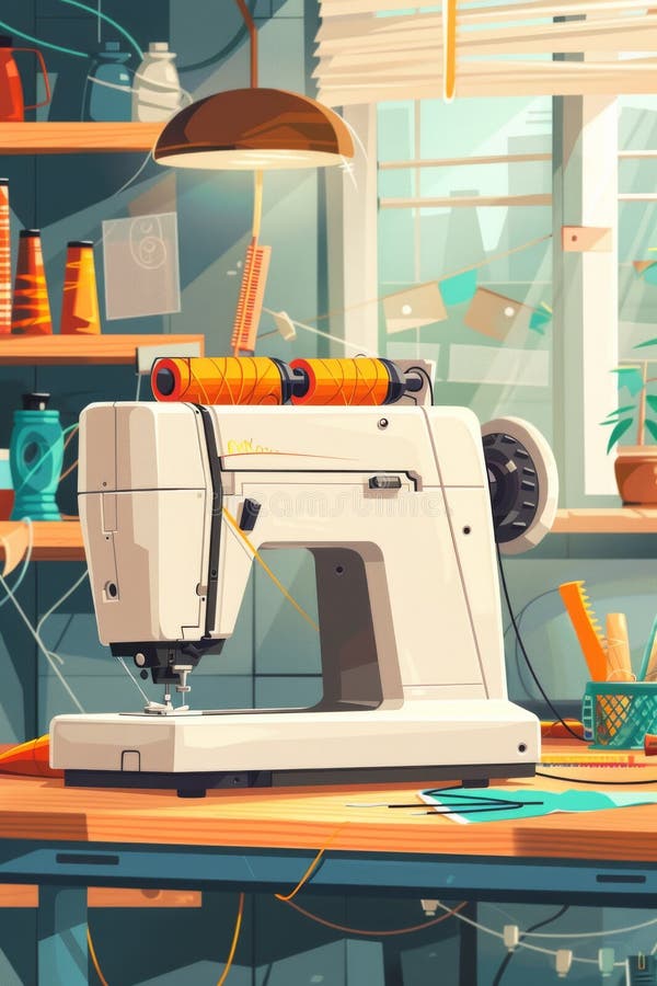 Sewing Machine in the Workshop Stock Image - Image of sewing ...