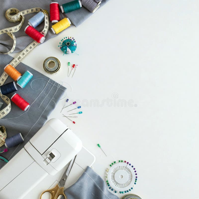 Ready To Sew Workspace - AI Generated Stock Illustration - Illustration ...