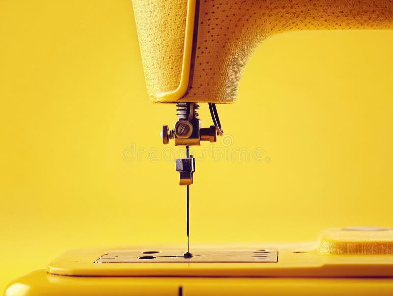 Sewing Machine on Yellow Surface Stock Image - Image of sewing, design ...