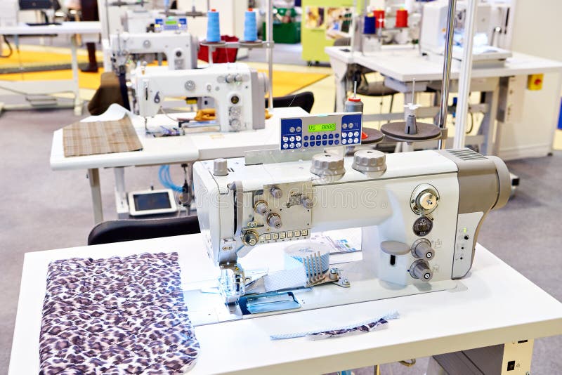 Sewing Machines in Workshop Stock Photo - Image of clothing, garment ...