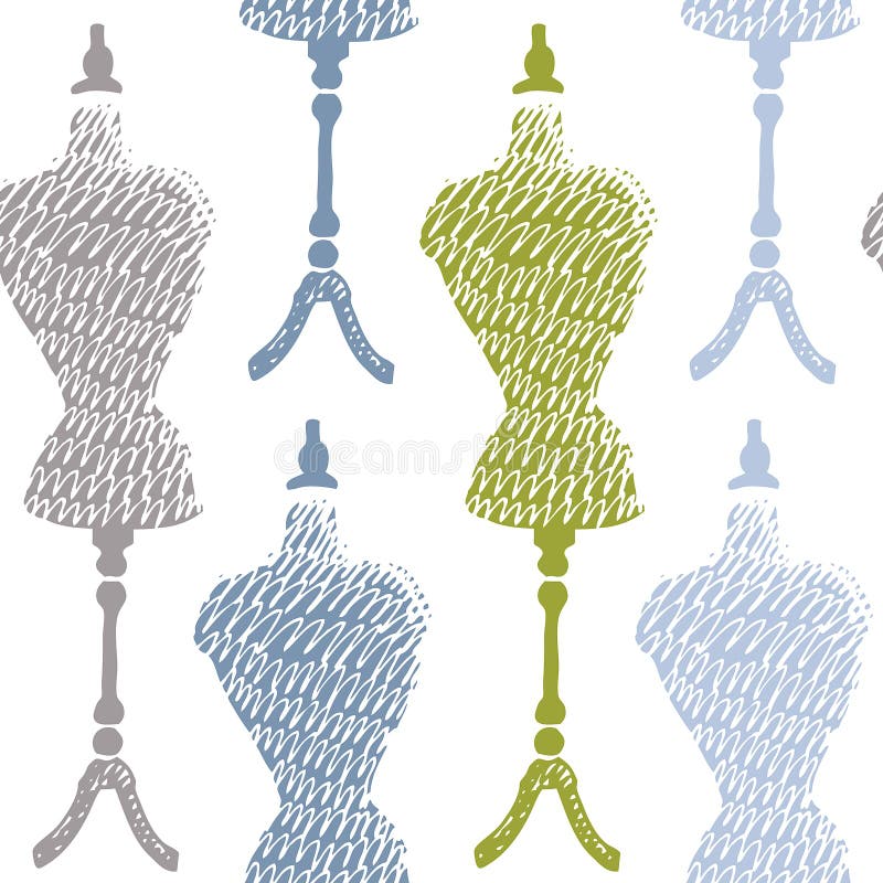 Sewing Mannequin Seamless Pattern Stock Vector - Illustration of cotton ...