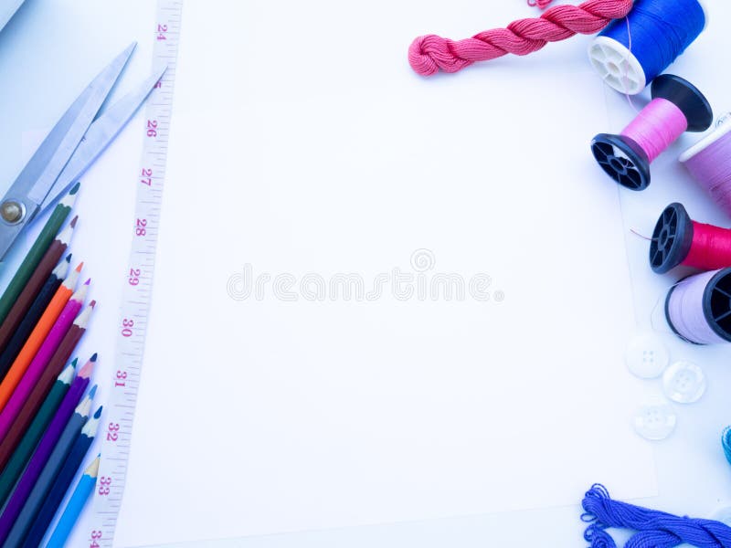 Sewing Materials Isolated on a White Background for Designer Stock ...