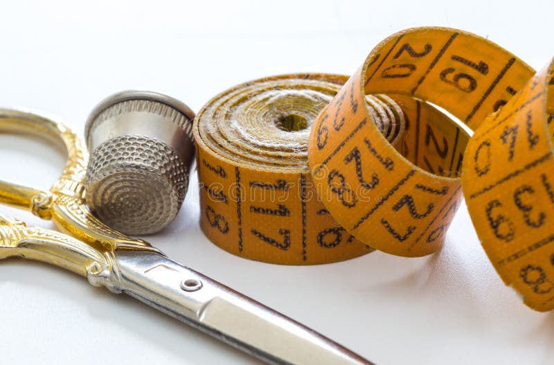Sewing Measuring Tape stock photo. Image of thimble, tailor - 96681636