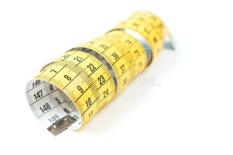 Yellow Sewing Measuring Tape with Black Numbers on a White Background ...