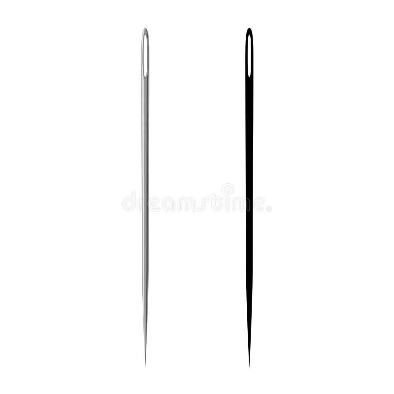 Sewing Needle with Thread Set Isolated on White Background. Vector ...