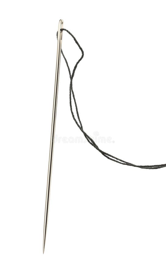 Sewing Needle with Black Thread Isolated on White Stock Photo - Image ...