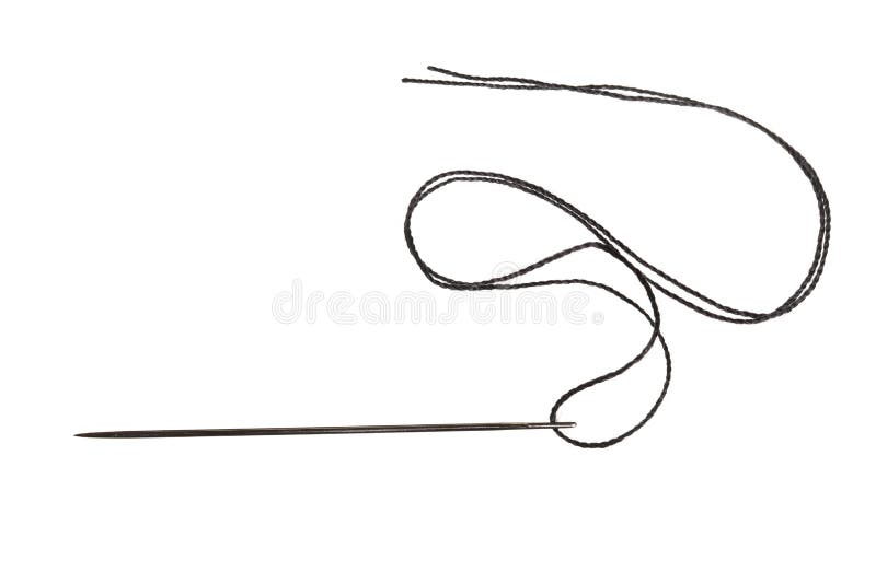 Sewing Needle With Black Thread, Isolated On White Background Stock ...